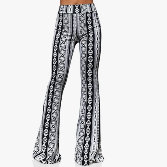 oh lollipop | Pants & Jumpsuits | Gypsy Boho Black White Bohemian Bell ...